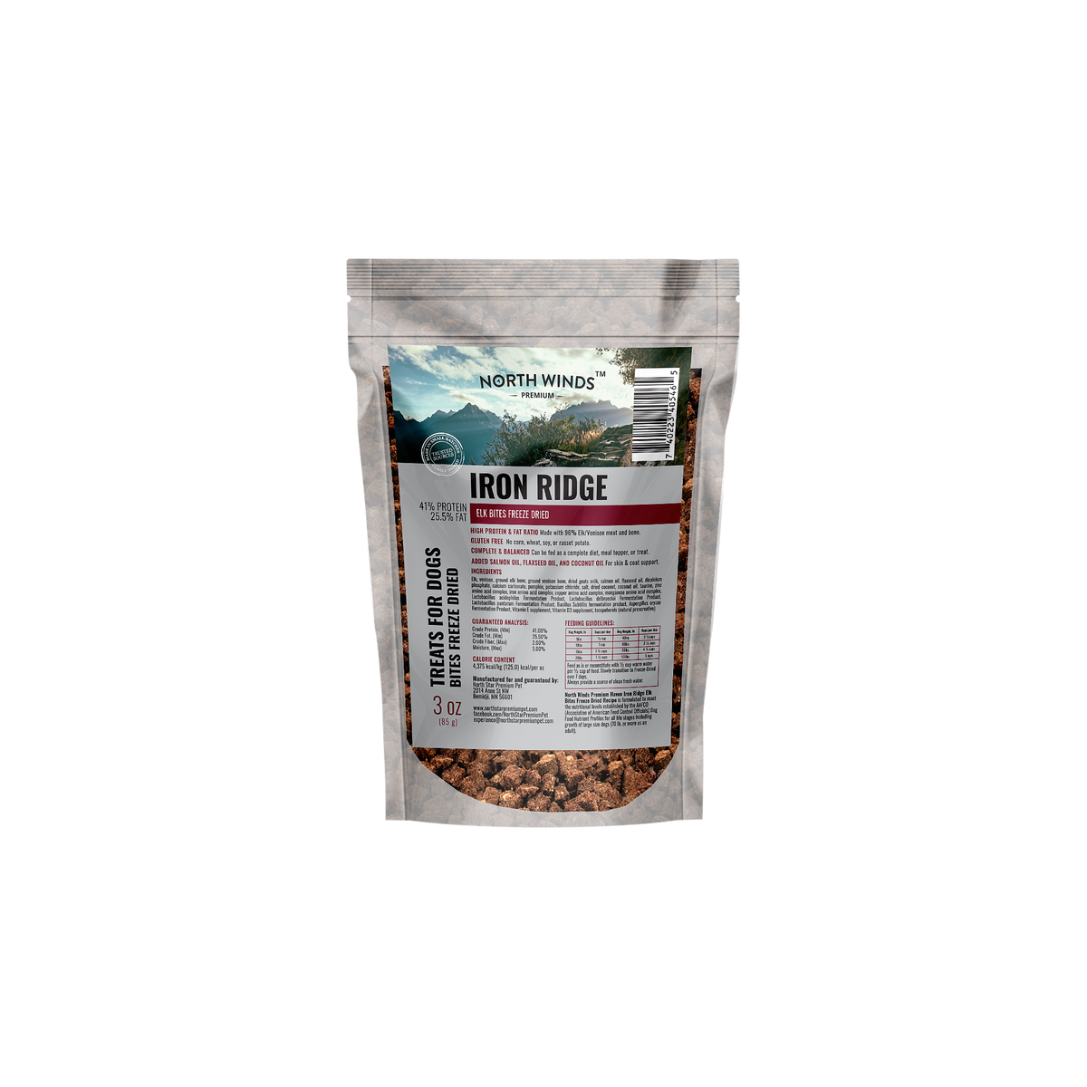 North Winds Premium Haven Iron Ridge Elk Bites Freeze Dried Recipe Dog ...